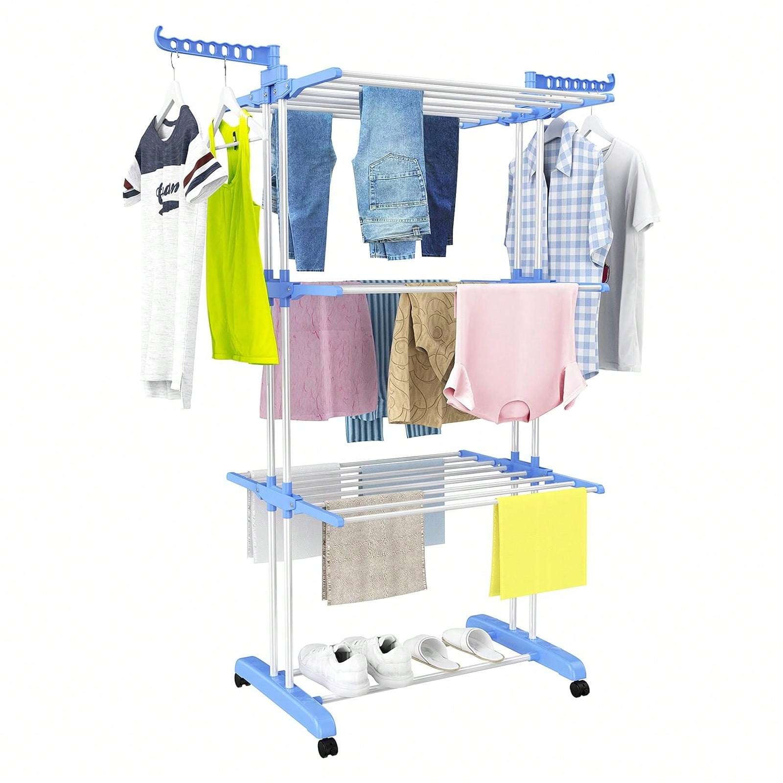Clothes Drying Rack, Oversized 4-Tier(67.7" High) Foldable Stainless ...