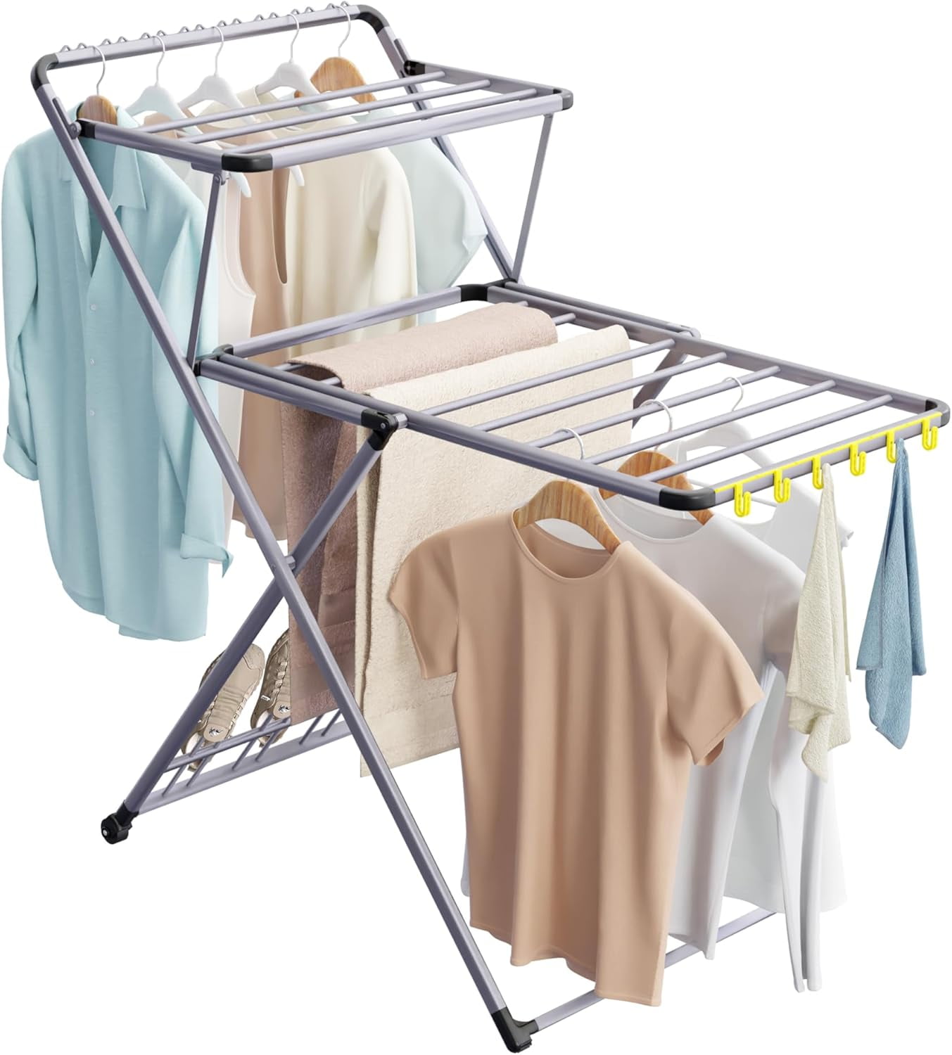 Clothes Drying Rack with Shoe Dryer | No Assembly | Metal Construction ...