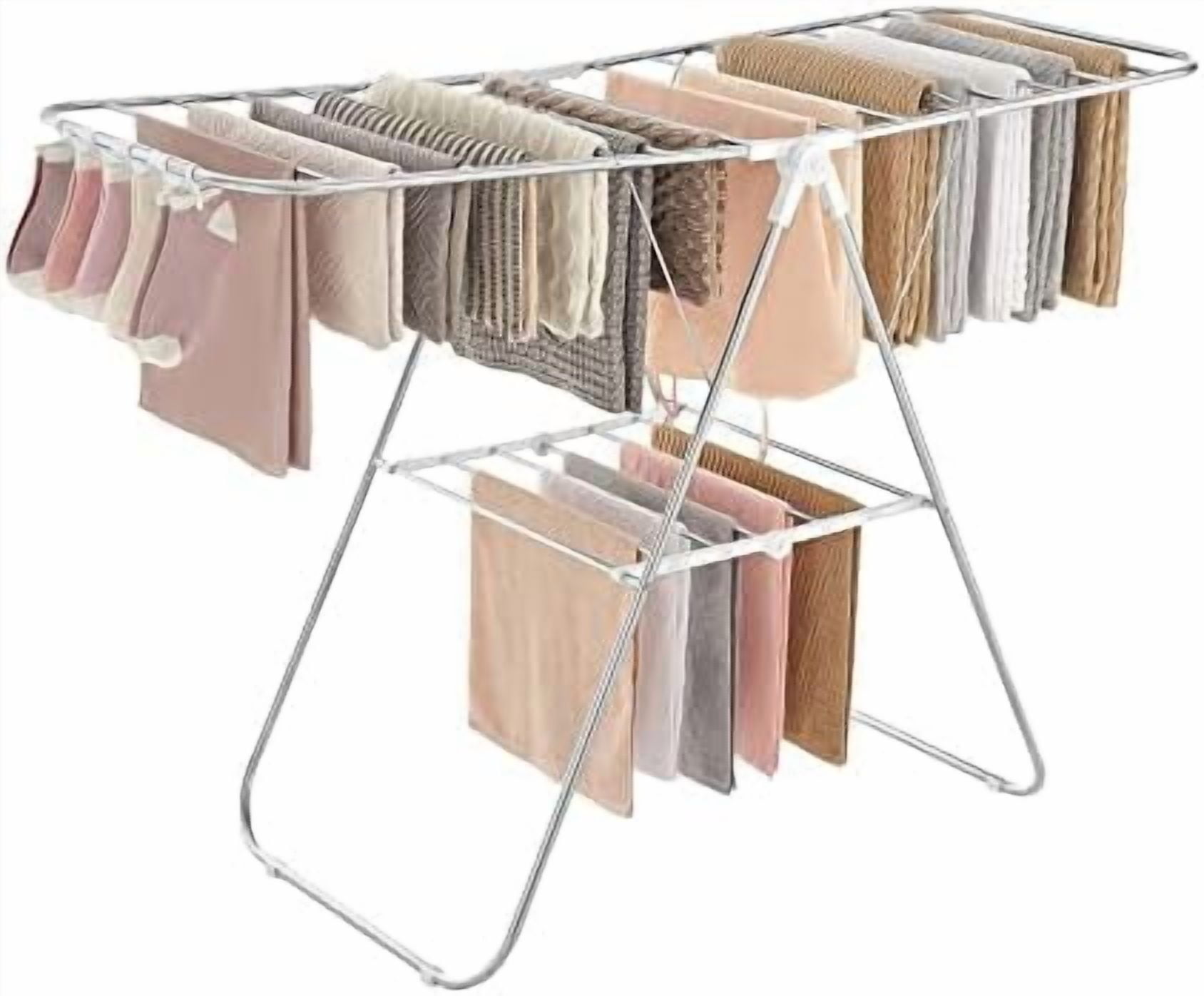 Clothes Drying Rack, with Sock Clips, Metal Laundry Rack, Foldable ...