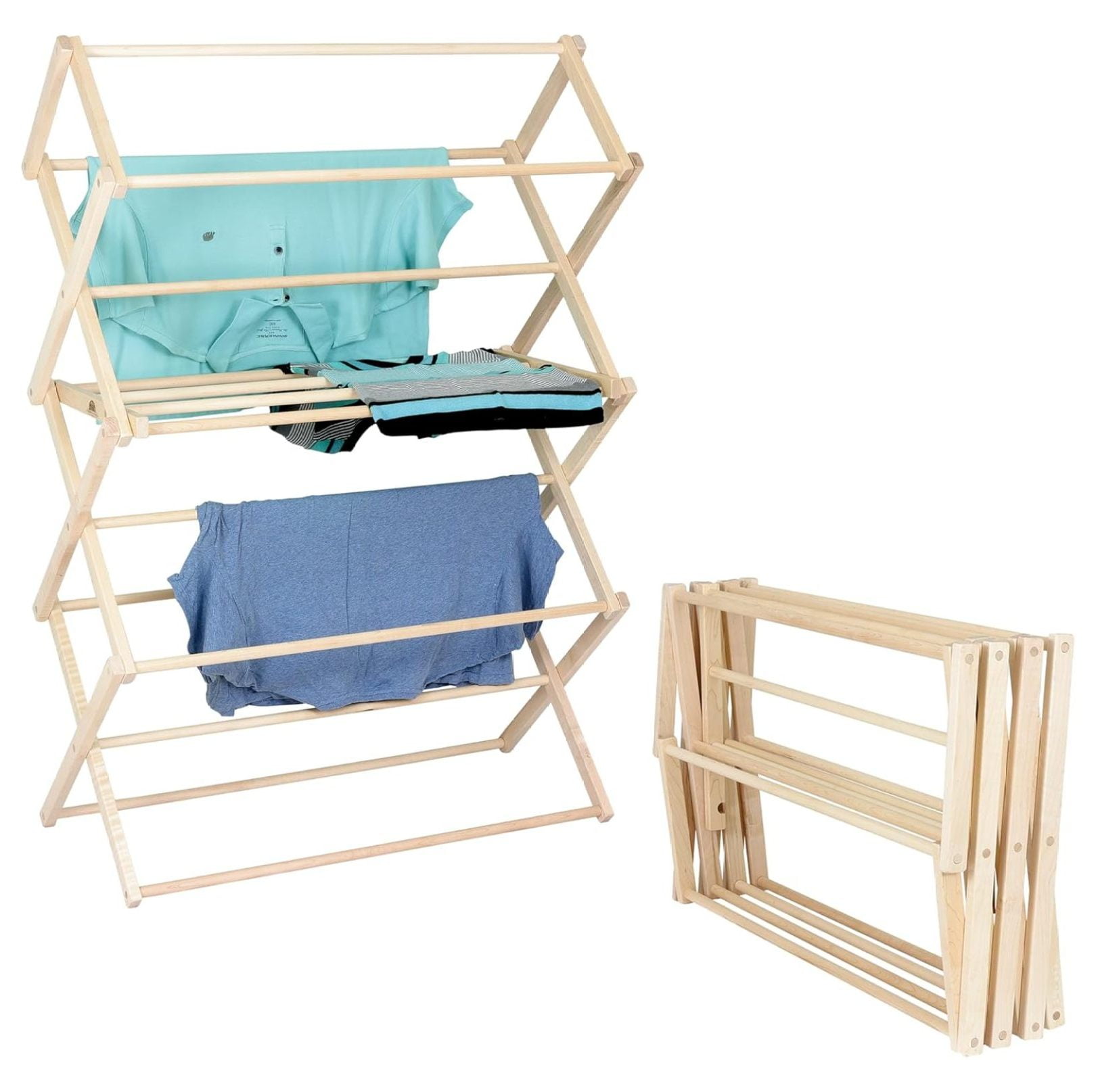 Clothes Drying Rack: Solid Maple Hard Wood Laundry Rack for Sweaters ...