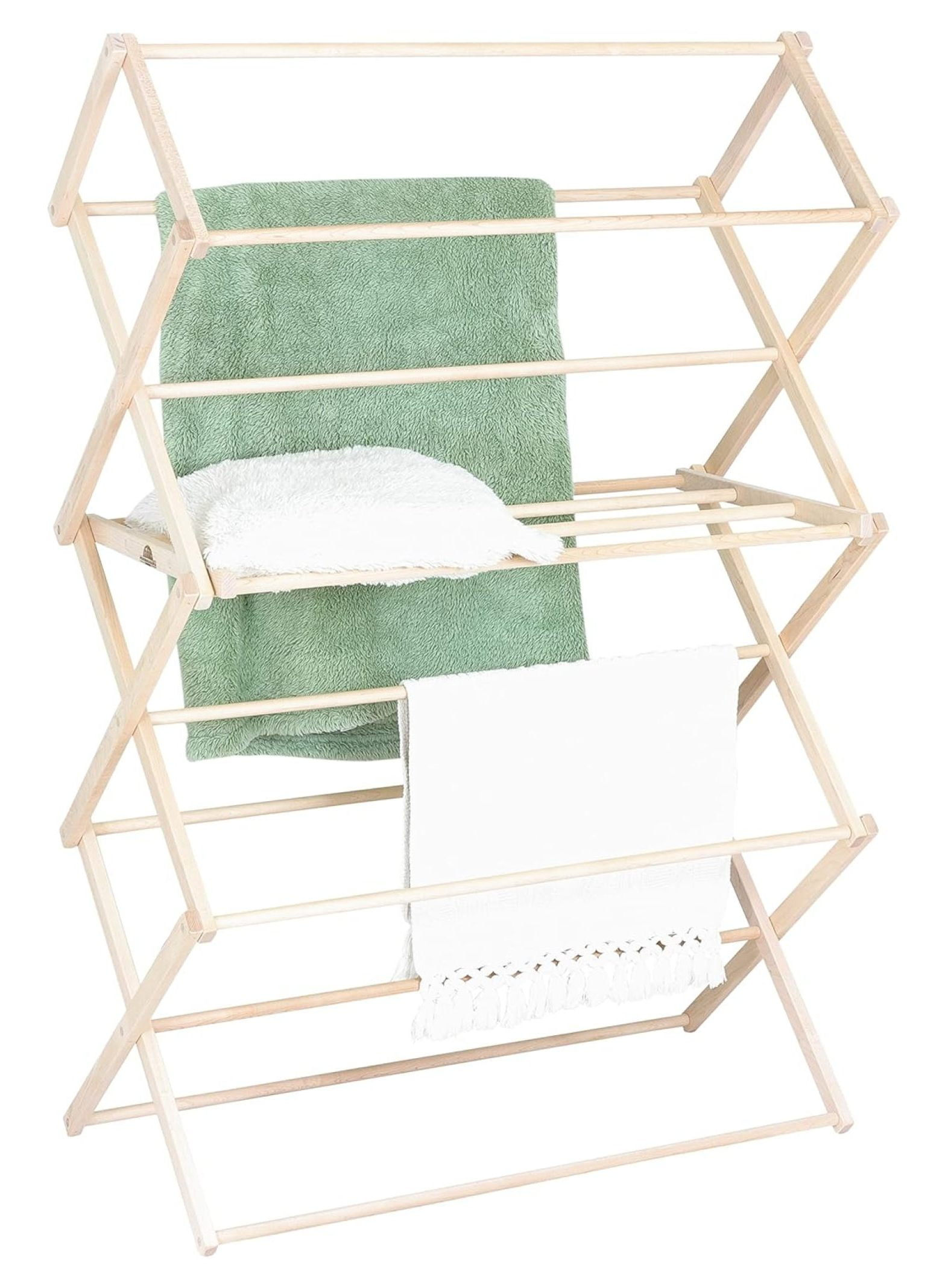 Clothes Drying Rack: Solid Maple Hardwood Laundry Rack for Bedding ...