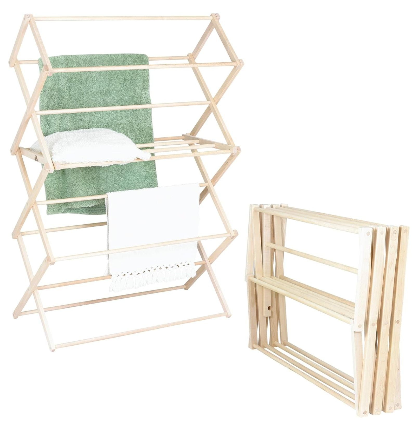 Clothes Drying Rack: Solid Maple Hardwood Laundry Rack for Bedding ...