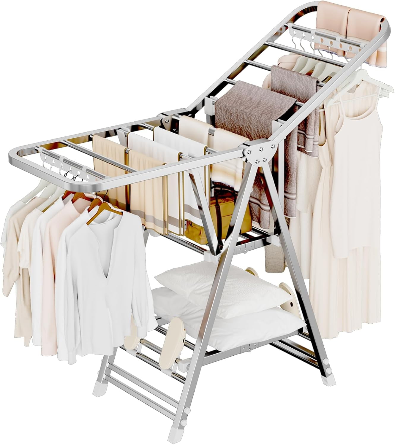 Clothes Drying Rack, Stainless Steel Foldable Laundry Drying Rack with ...