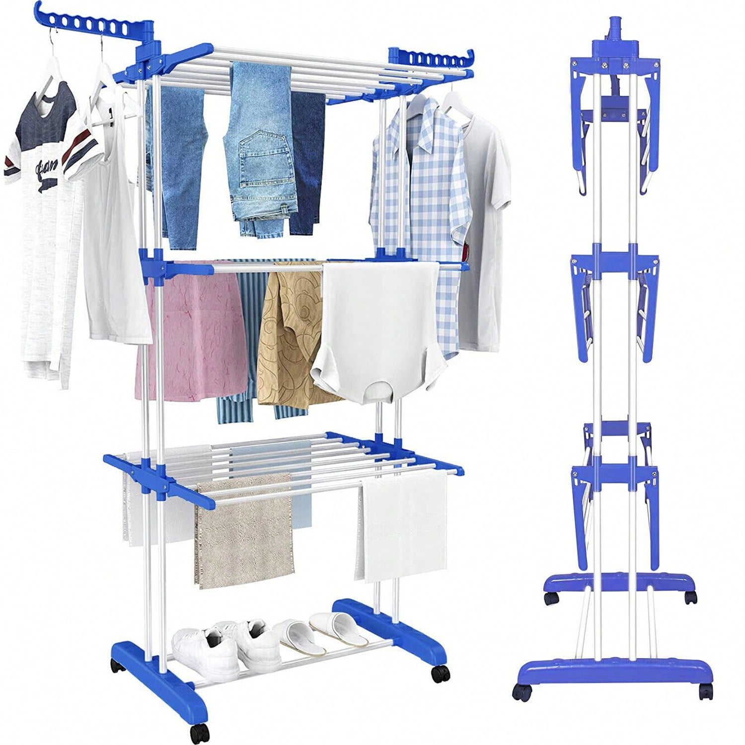 Clothes Drying Rack Stand 4-Tier, Foldable Laundry Drying Rack 67.7 ...