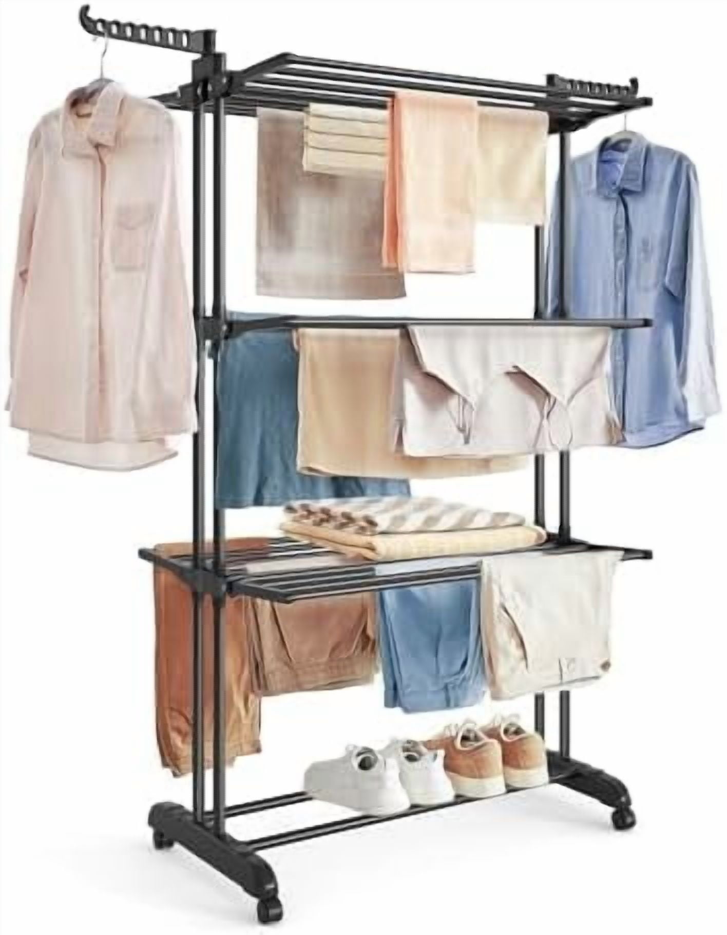 Clothes Drying Rack Stand 4-Tier, Foldable Laundry Drying Rack 68.1 ...