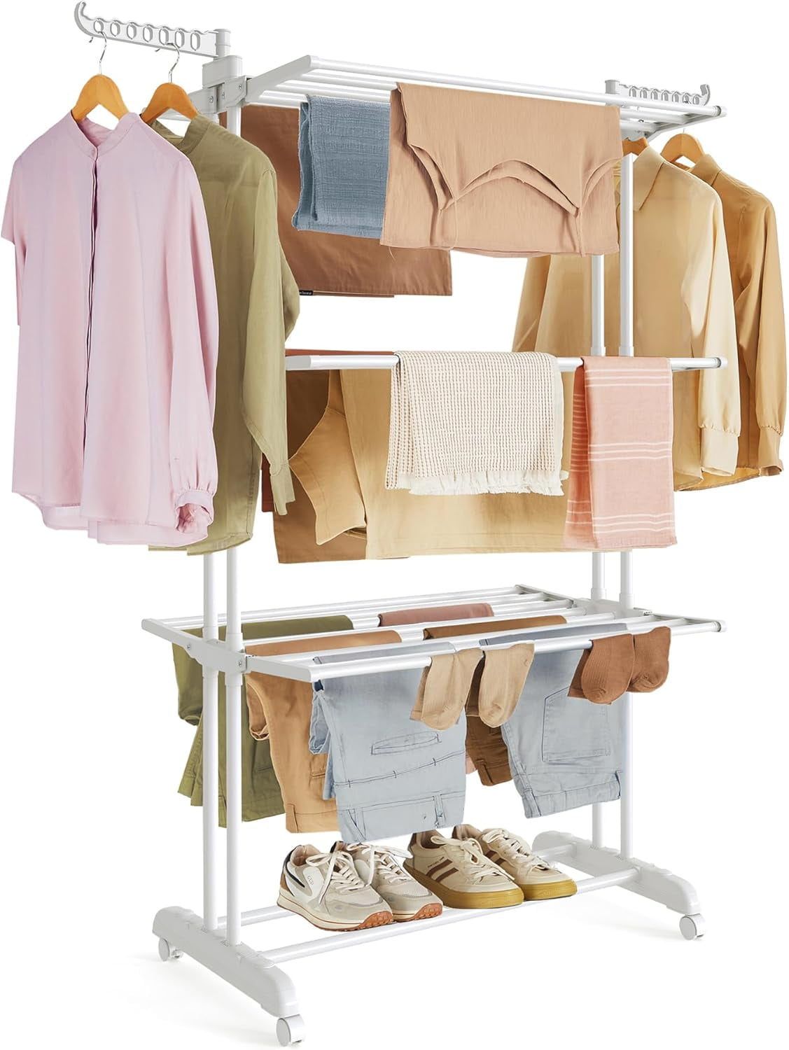 Clothes Drying Rack Stand 4-Tier, Foldable Laundry Drying Rack 68.1 ...