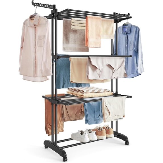 Clothes Drying Rack Stand 4-Tier, Foldable Laundry Drying Rack 68.1 ...