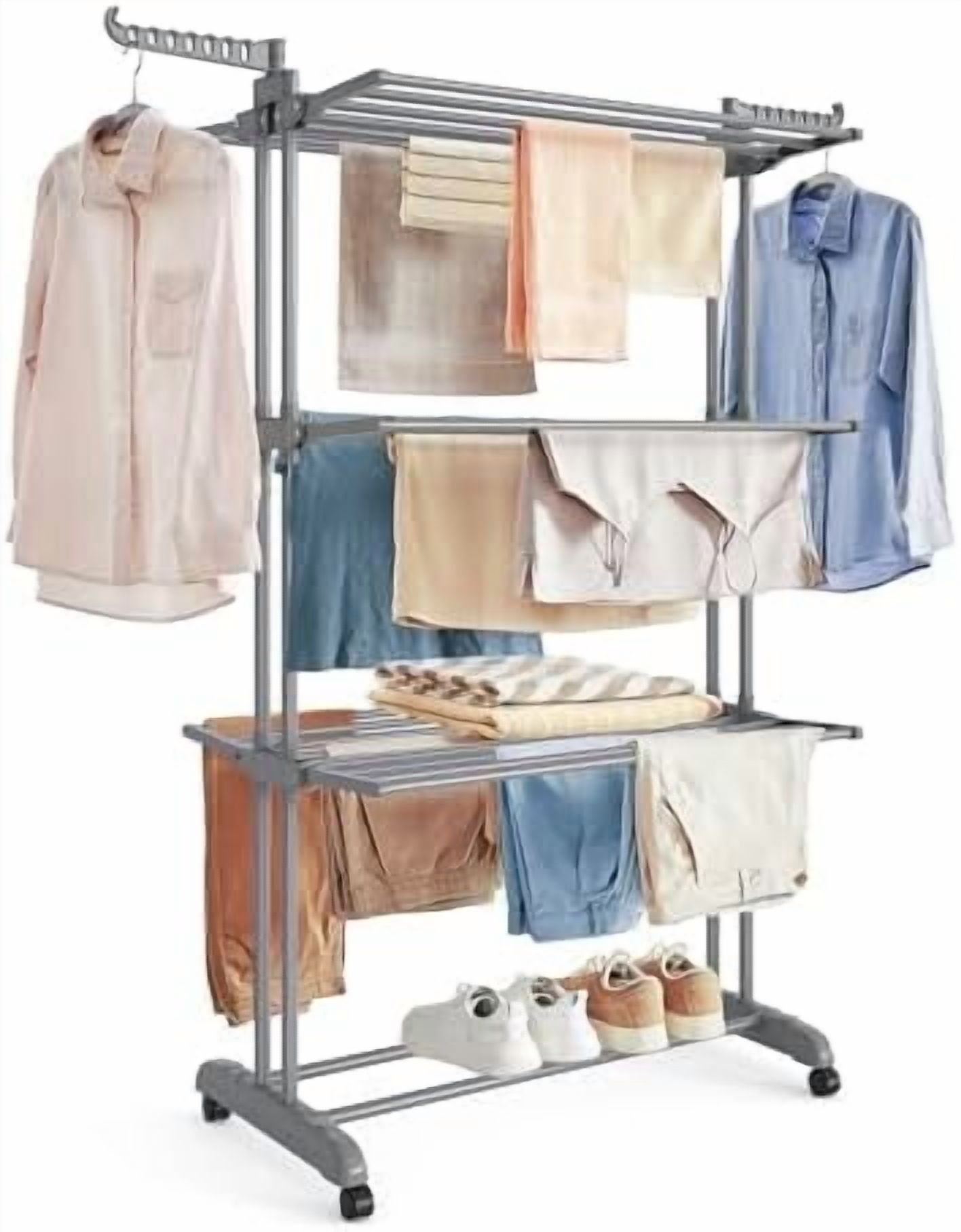 Clothes Drying Rack Stand 4-Tier, Foldable Laundry Drying Rack 68.1 ...