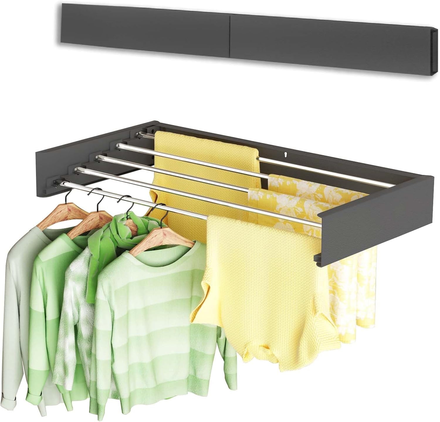 Clothes Drying Rack Wall Mounted, 32" Drying Rack Clothing Retractable ...