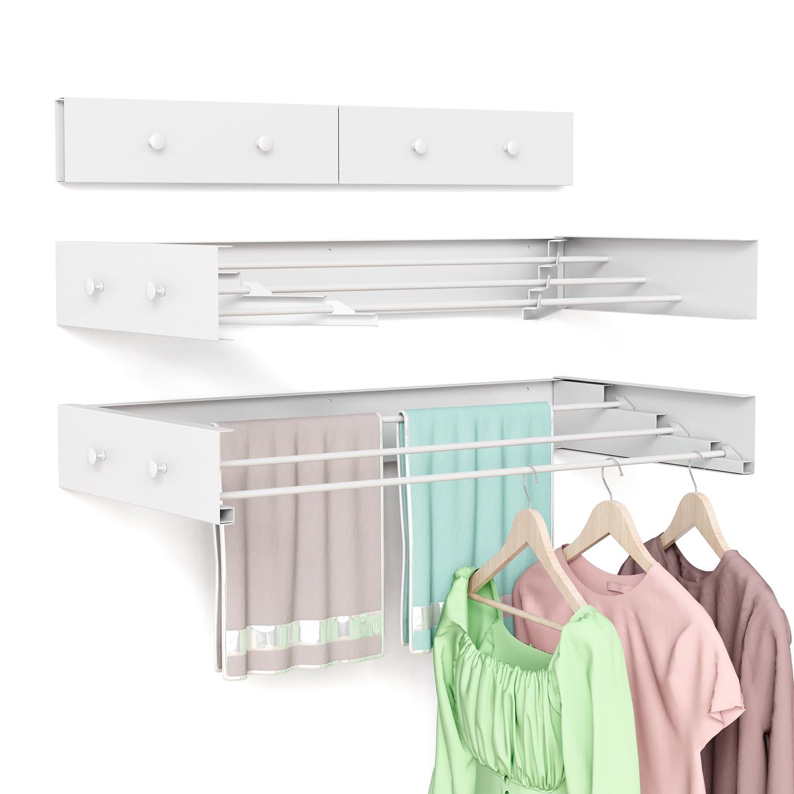 Clothes Drying Rack Wall Mounted for Laundry, Drying Rack Clothing Wall ...