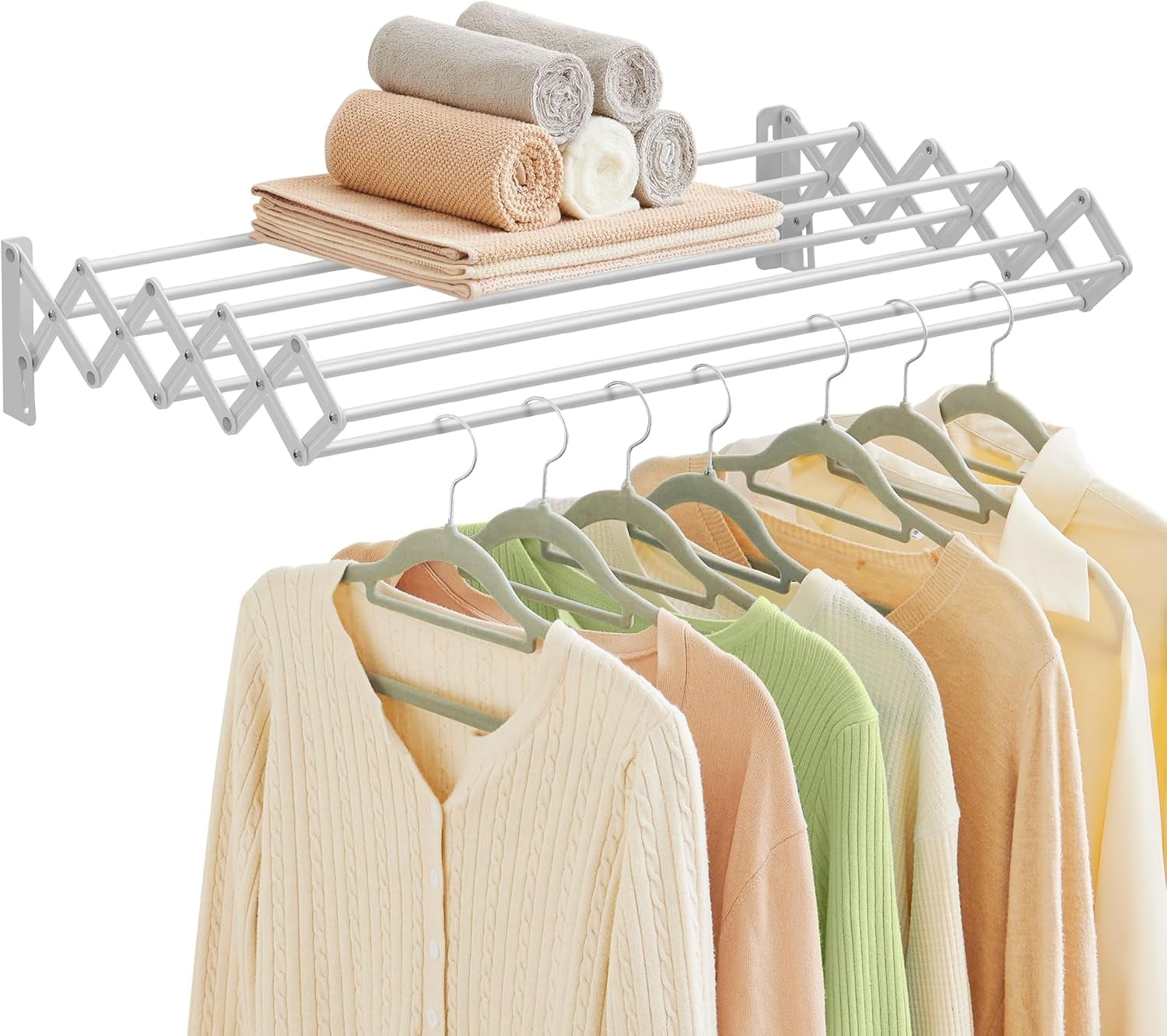 Clothes Drying Rack, Wall-Mounted Drying Rack Clothing, Accordion ...