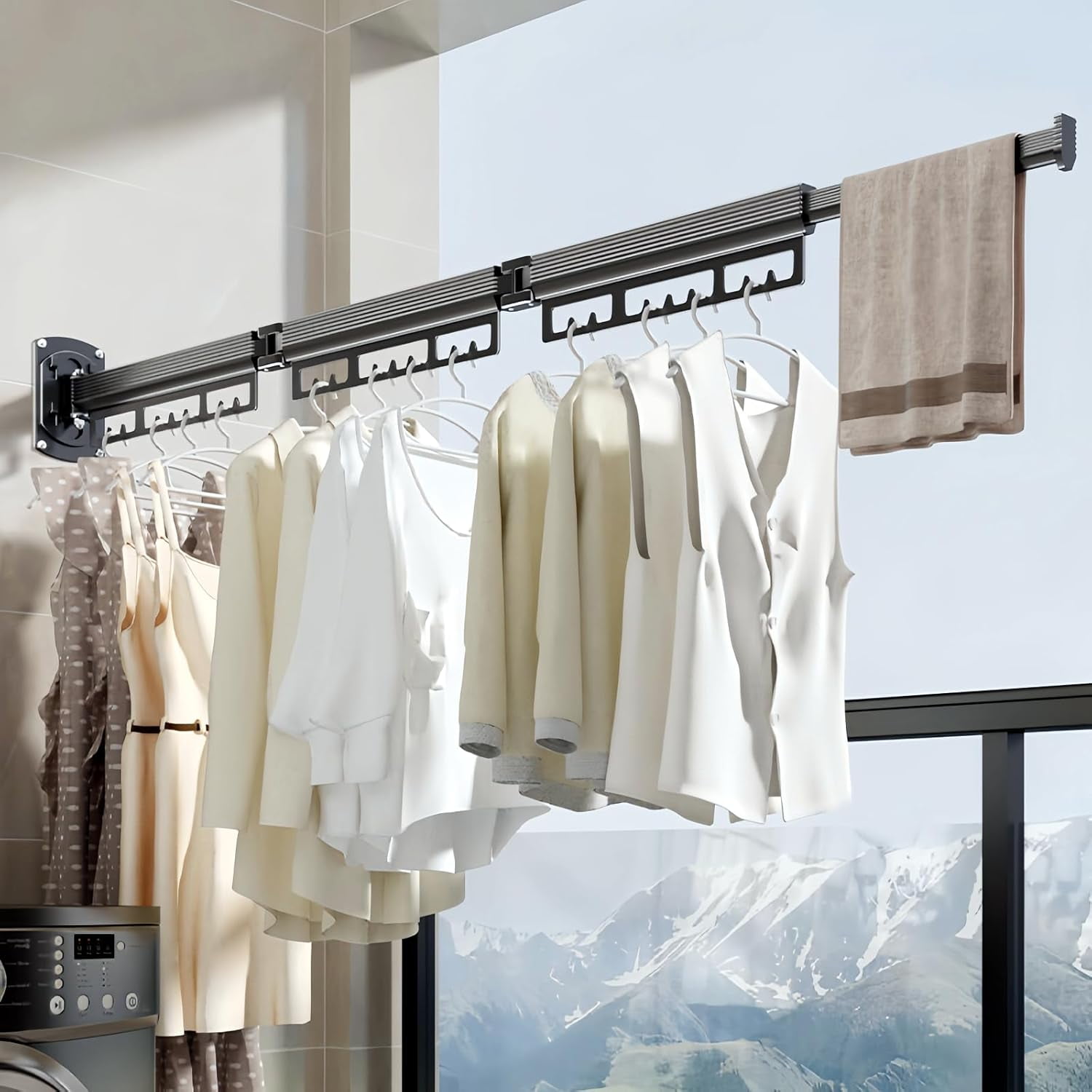 Clothes Drying Rack Wall Mounted Retractable Clothes Drying Rack Space ...