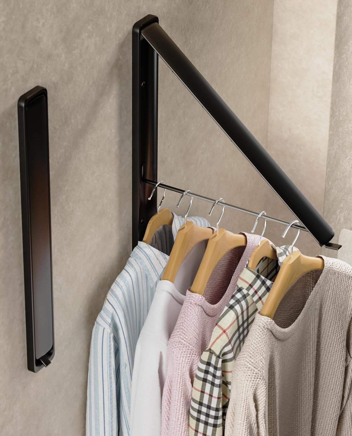 Clothes Drying Rack, Wall-Mounted Retractable & Foldable Clothes Hanger ...