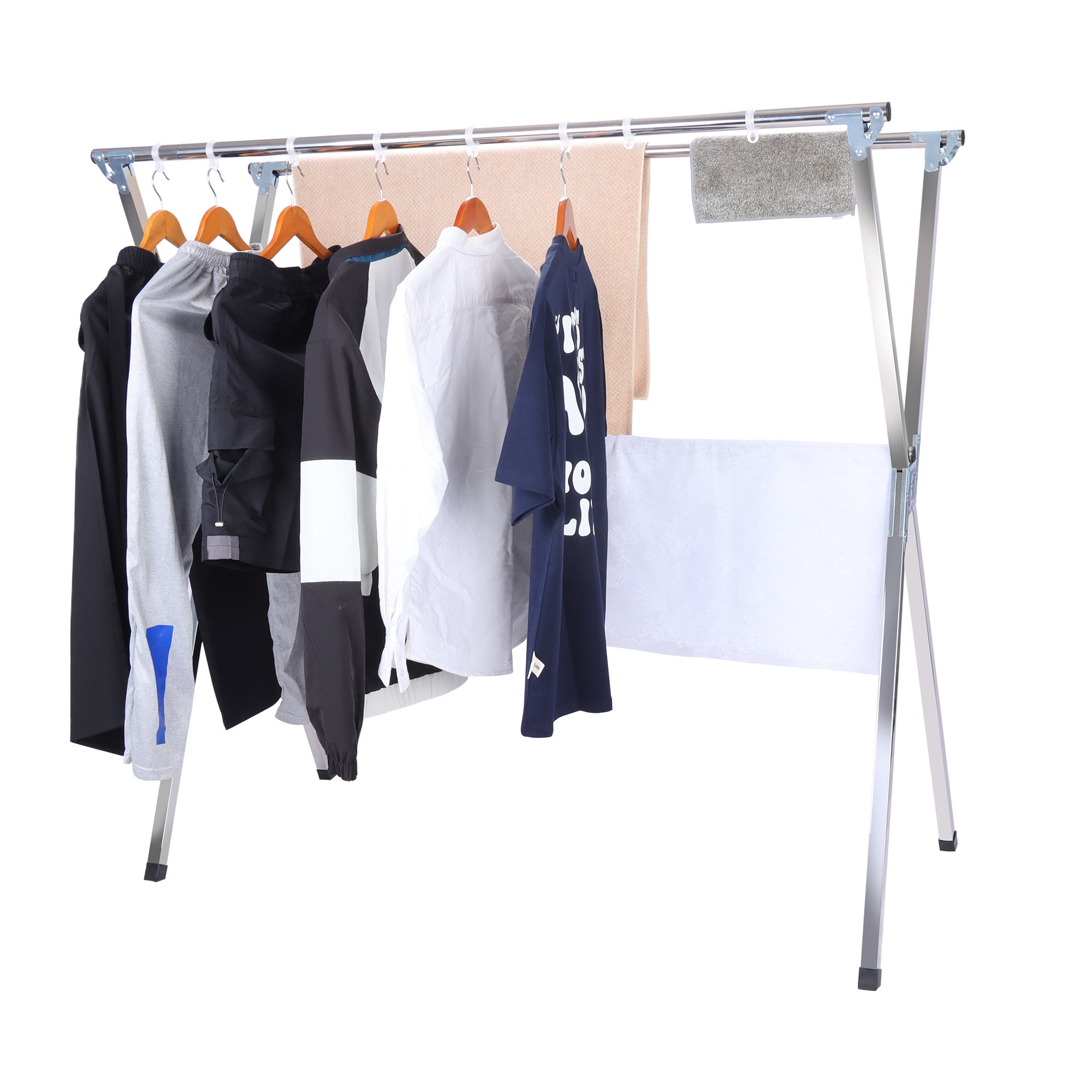 PULNDA Heavy-Duty X-Shaped Stainless Steel Clothes Drying Rack with ...