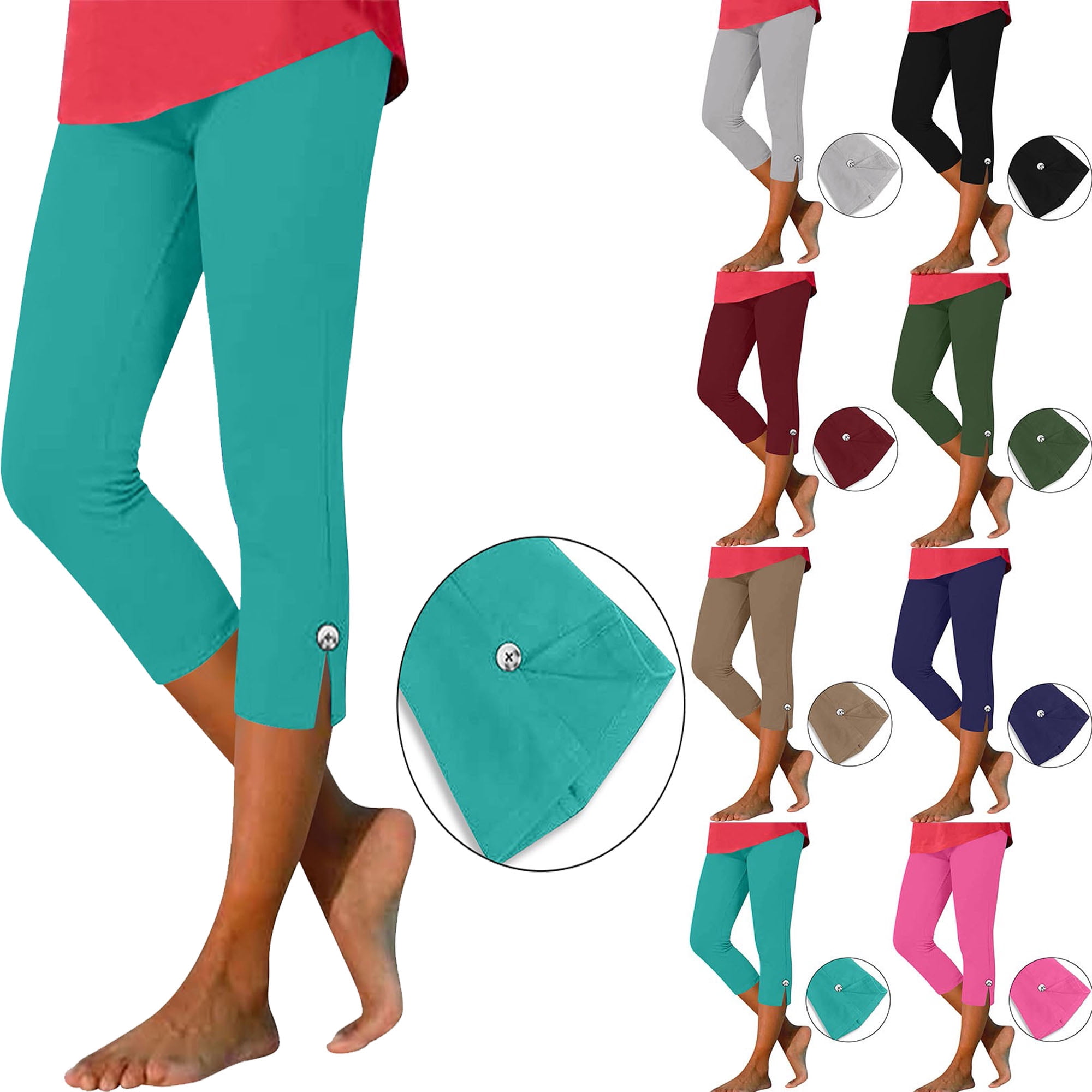 Clothes Fitness Clothing Women's High Waisted Solid Color Pants Paired ...