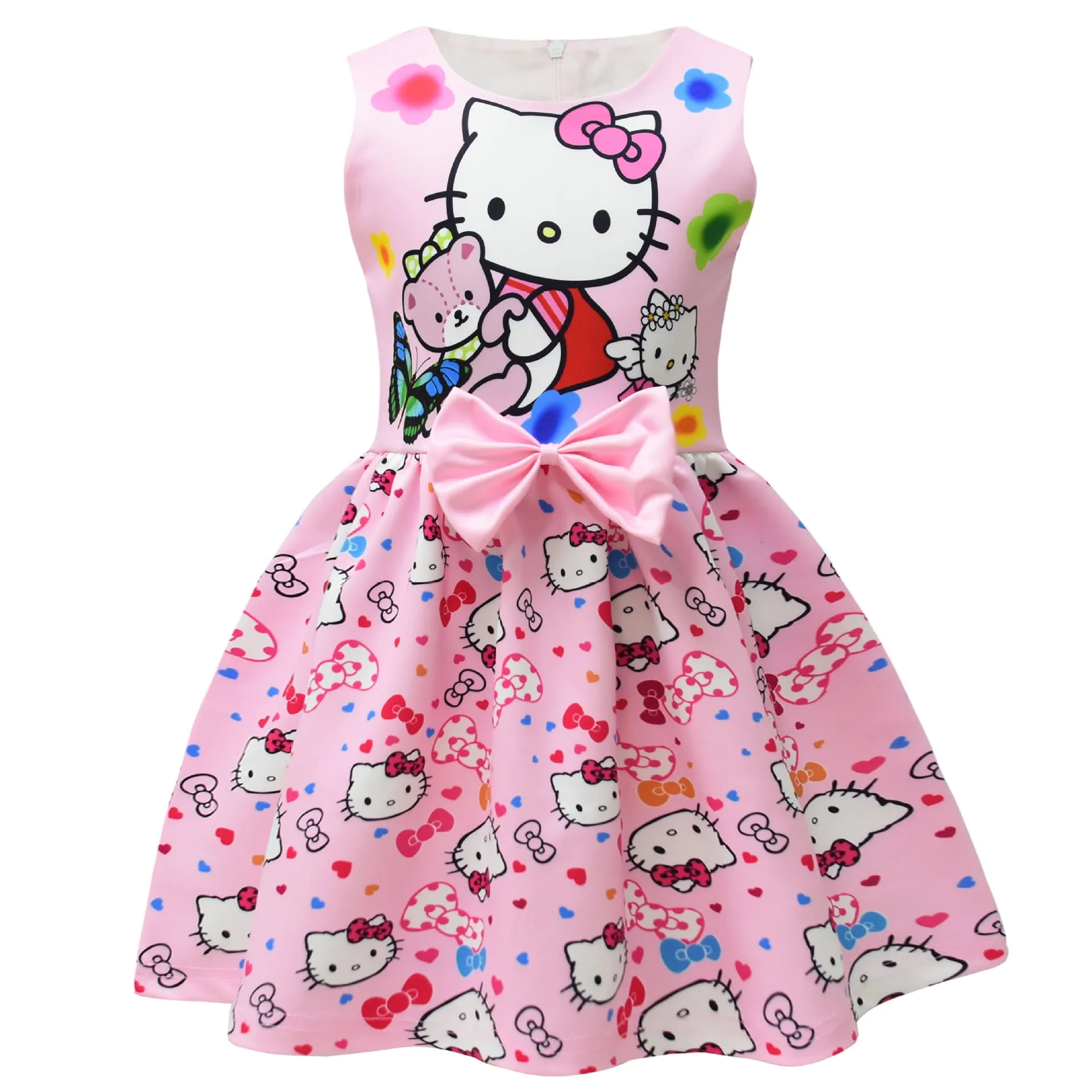 Clothes Girls Cartoon Cute Hello Kitty Dress Kawaii Princess Dress for ...