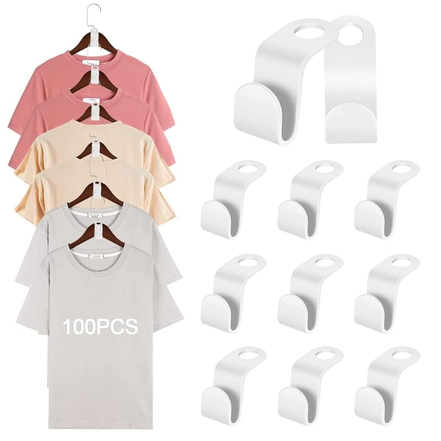 Clothes Hanger Connector Hooks 100 Pieces Space Saving Cascading ...