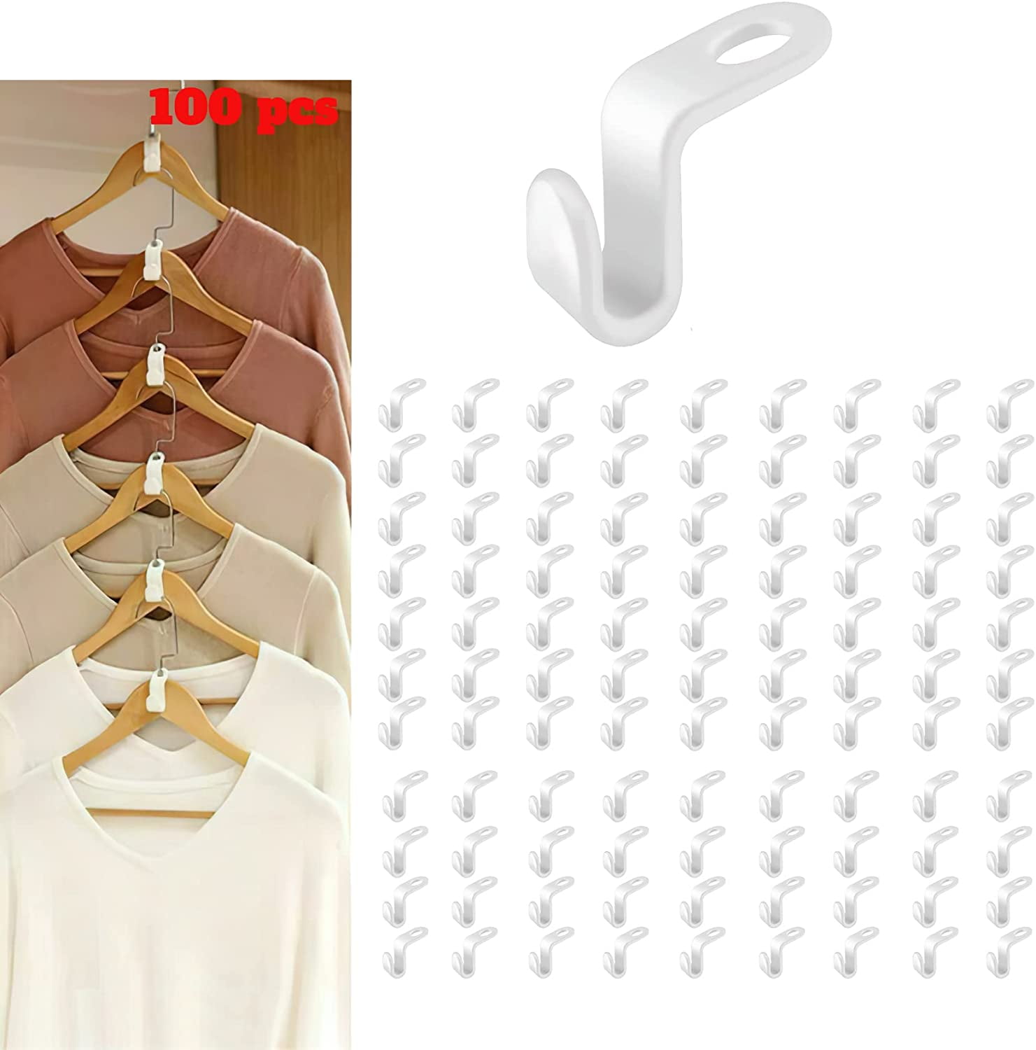 Clothes Hanger Connector Hooks,100PCS Hanger Extender Plastic Hangers ...