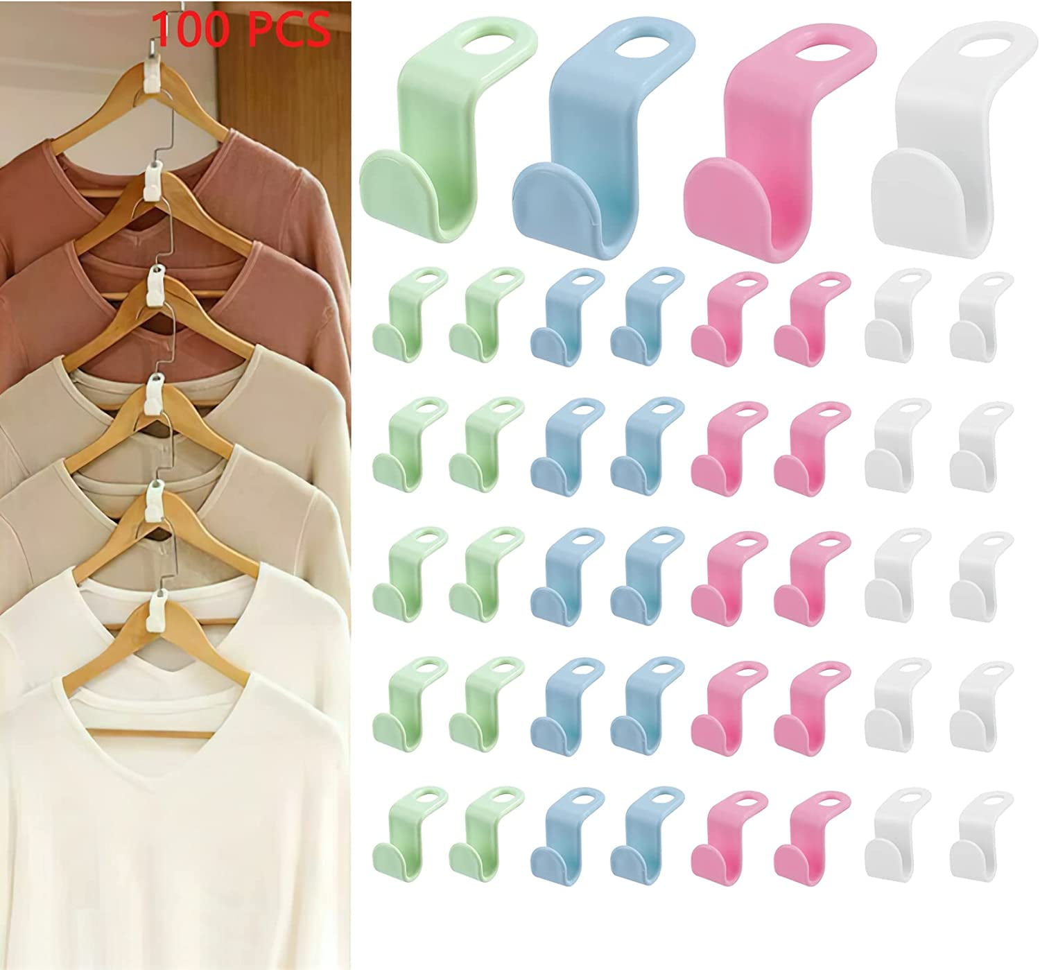 Clothes Hanger Connector Hooks 100PCS Plastic Hooks Cascading Hangers ...