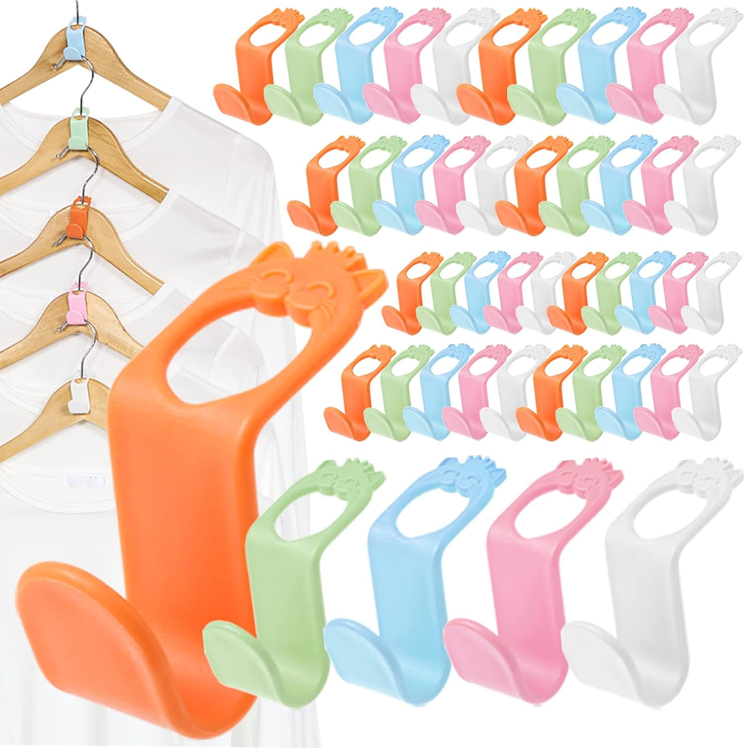 Clothes Hanger Connector Hooks 100PCS Space Saving Hanger Extender ...
