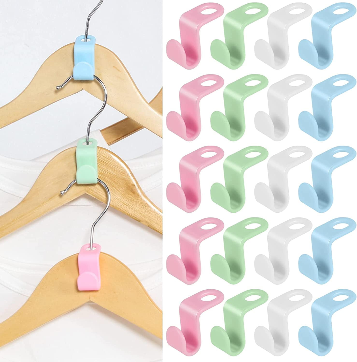 Clothes Hanger Connector Hooks 20 Pack Space Saving Closet Hanger ...