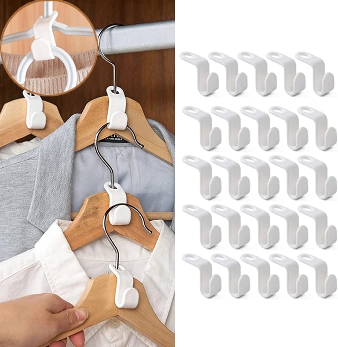 Clothes Hanger Connector Hooks, 25PCS Cascading Clothes Hanger Extender ...