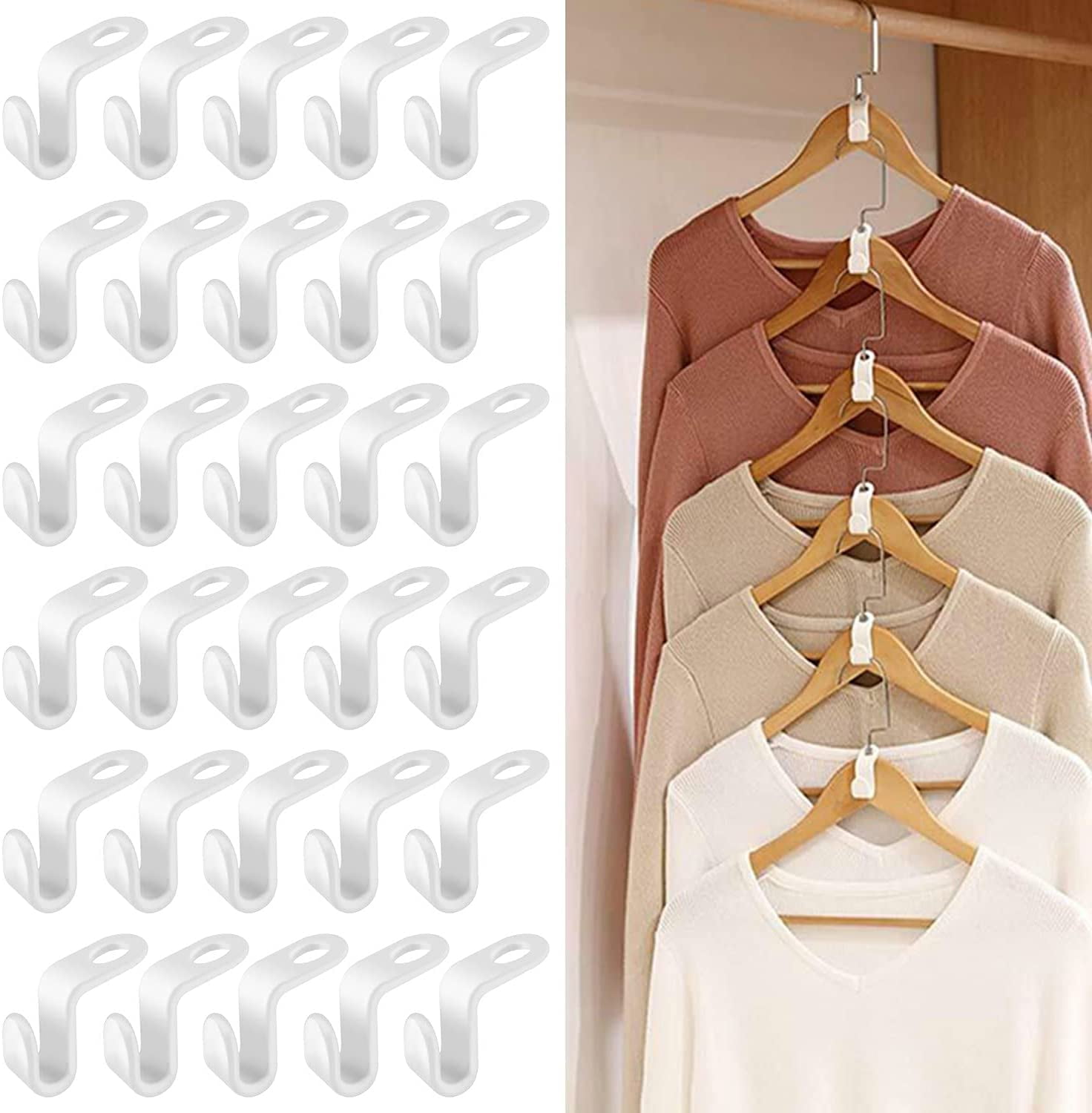 Clothes Hanger Connector Hooks,30Pcs Stackable Clothes Hooks,Cascading ...