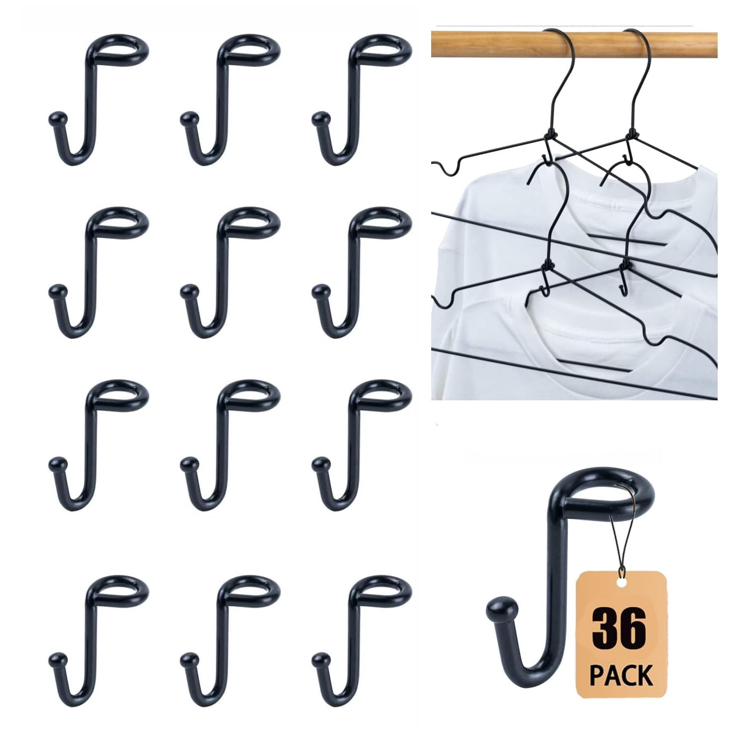 Clothes Hanger Connector Hooks, 36PCS, Clothes Hanger Organizer Mini ...
