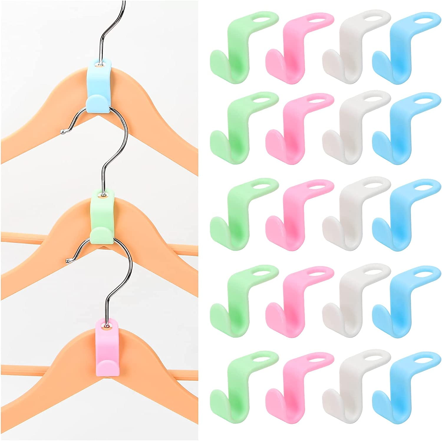 Clothes Hanger Connector Hooks, 40 PCS Hanger Extenders, Cascading ...
