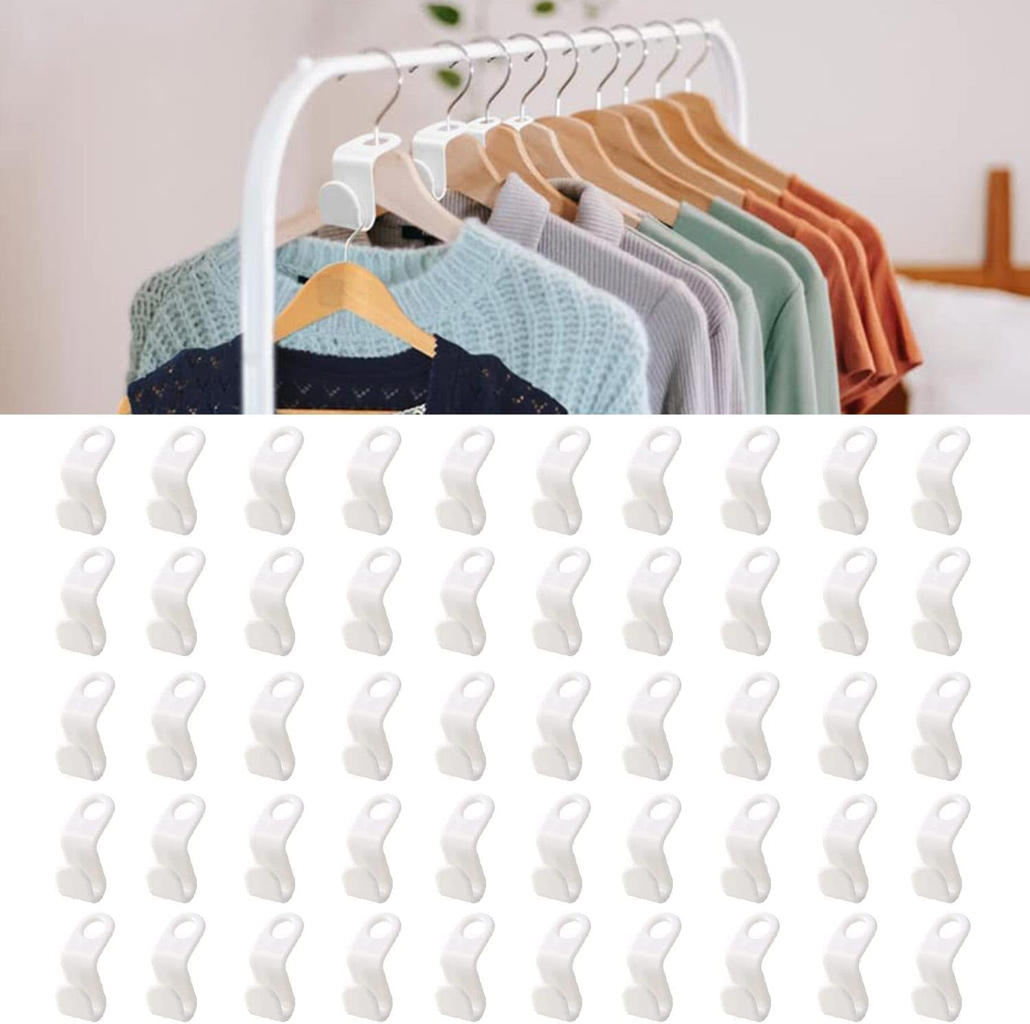 Clothes Hanger Connector Hooks, 50 Pcs coat Hanger Hooks,Space Saver ...