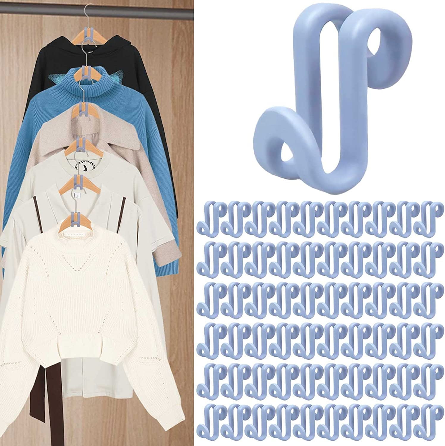 Clothes Hanger Connector Hooks 60 PCS, Hanger Extender Clips, Heavy ...