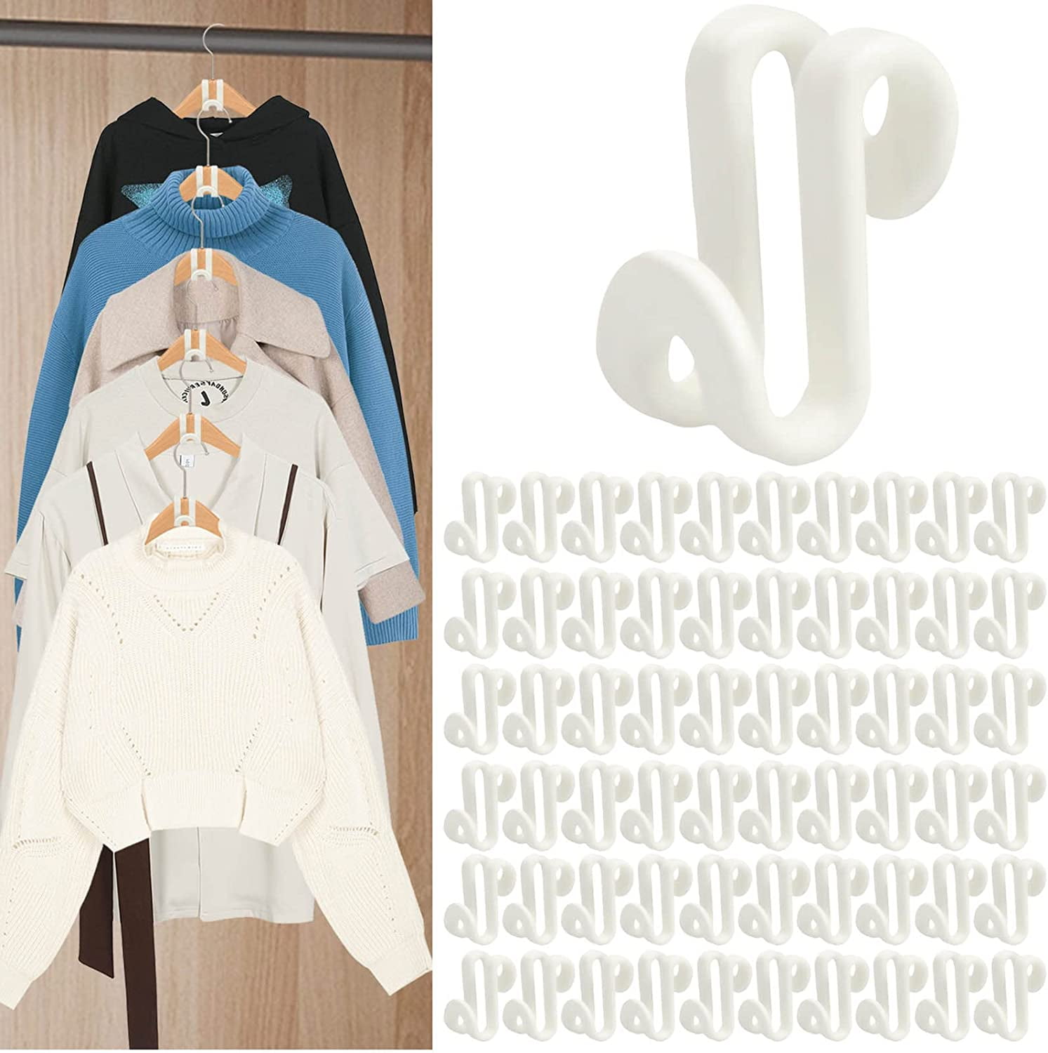 Clothes Hanger Connector Hooks 60 PCS, Hanger Extender Clips, Heavy ...