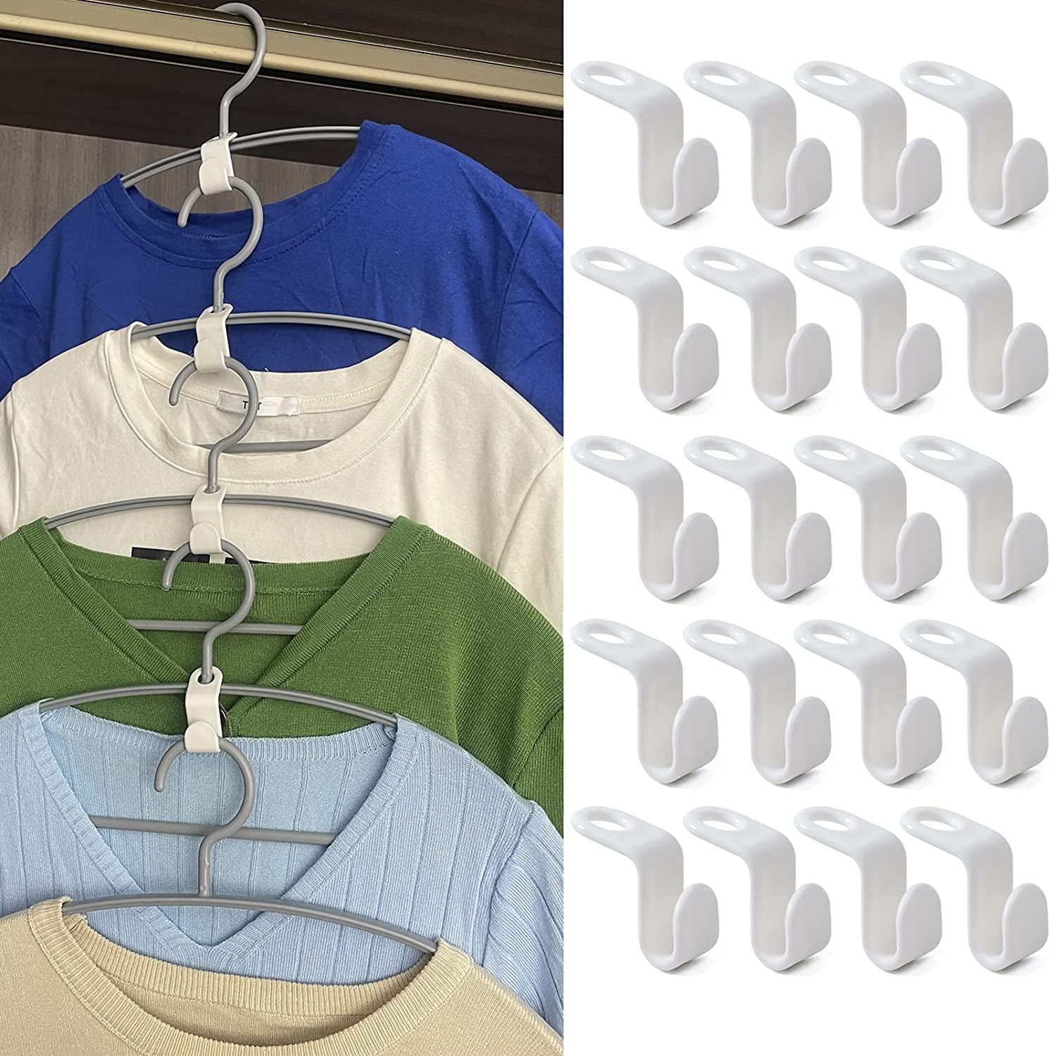 Clothes Hanger Connector Hooks, 64PCS Hanger Extender Clips,Cascading ...