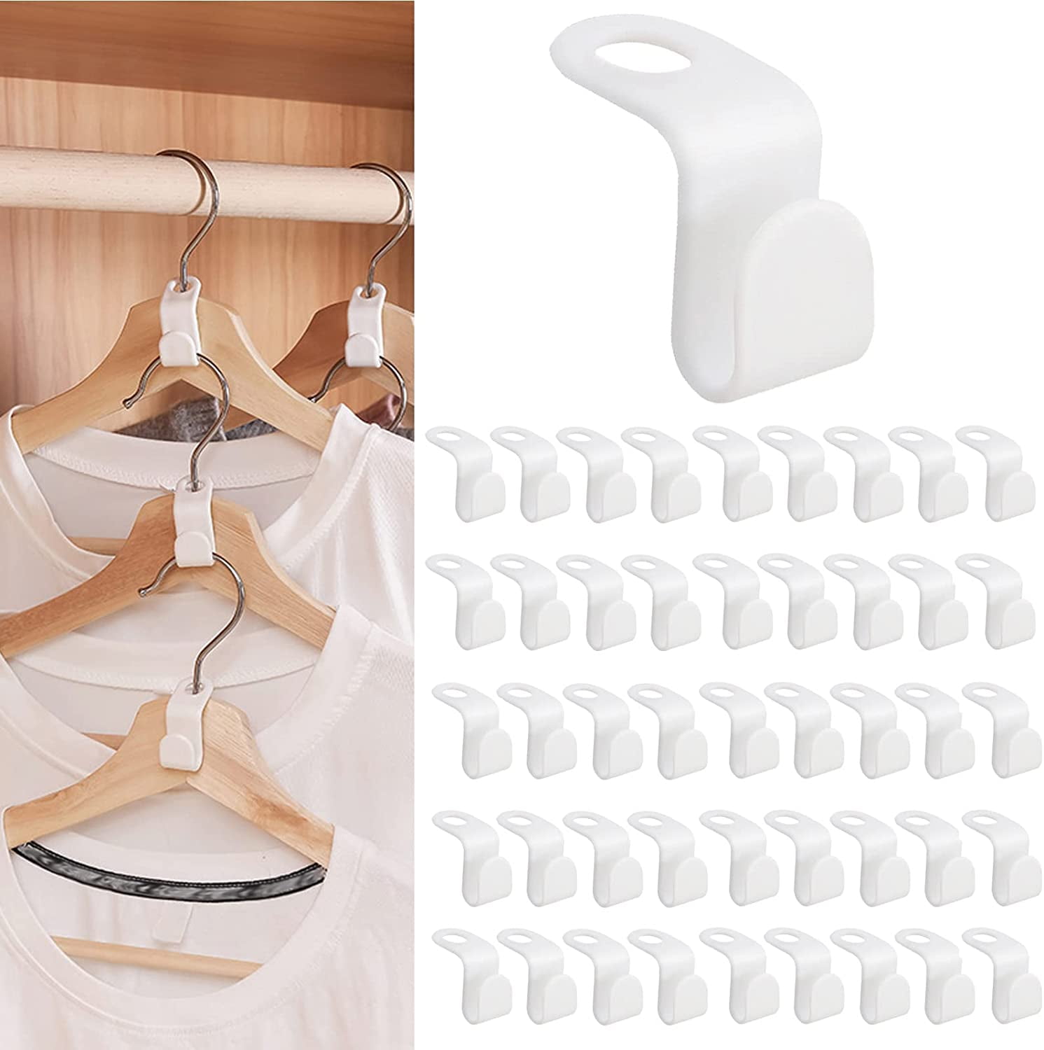 Clothes Hanger Extenders, 50PCS Plastic Hanger Connector Hooks ...