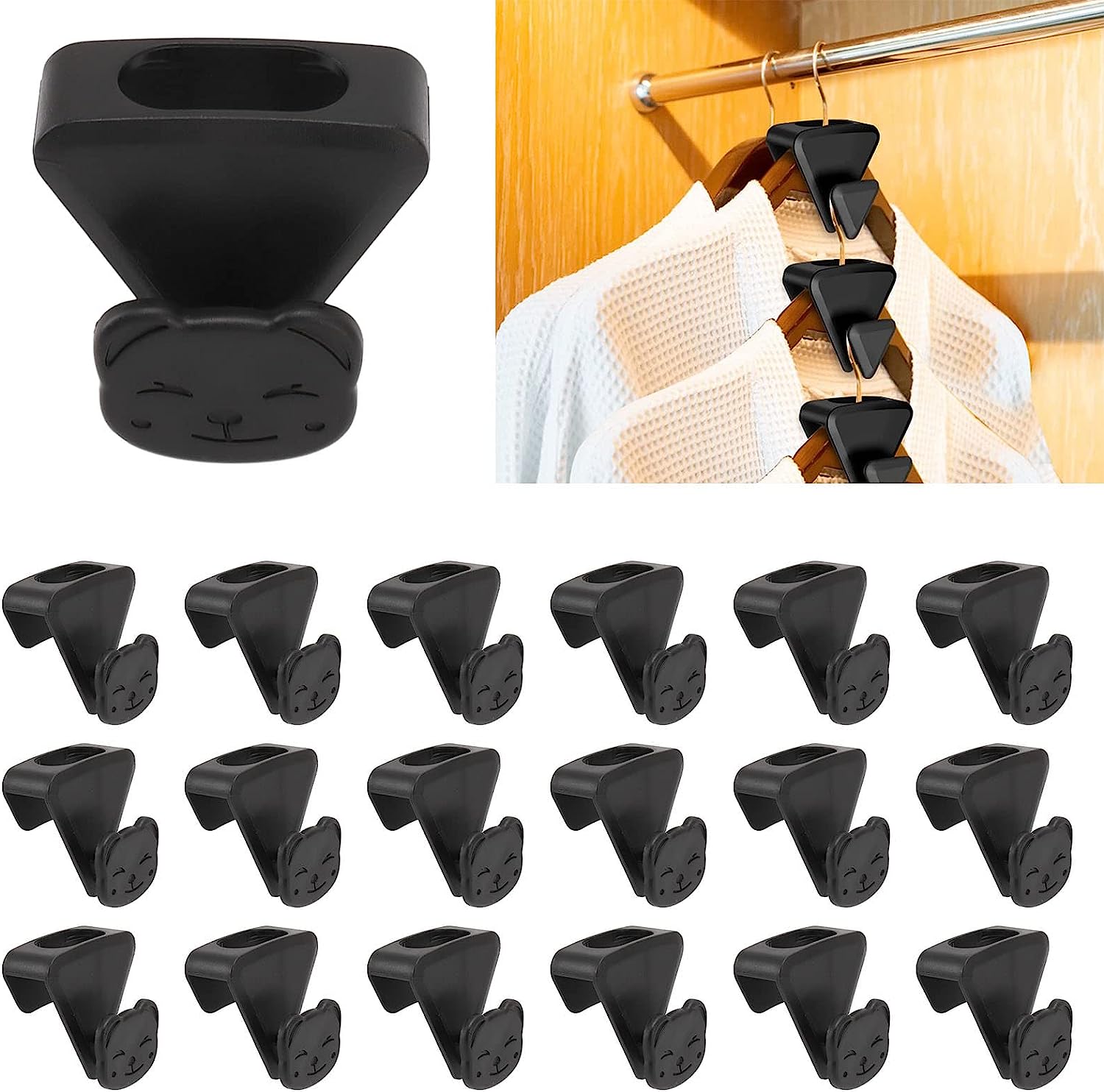 Clothes Hanger Hook, 18 Pcs Clothes Hanger Connector Hook Space Saving ...