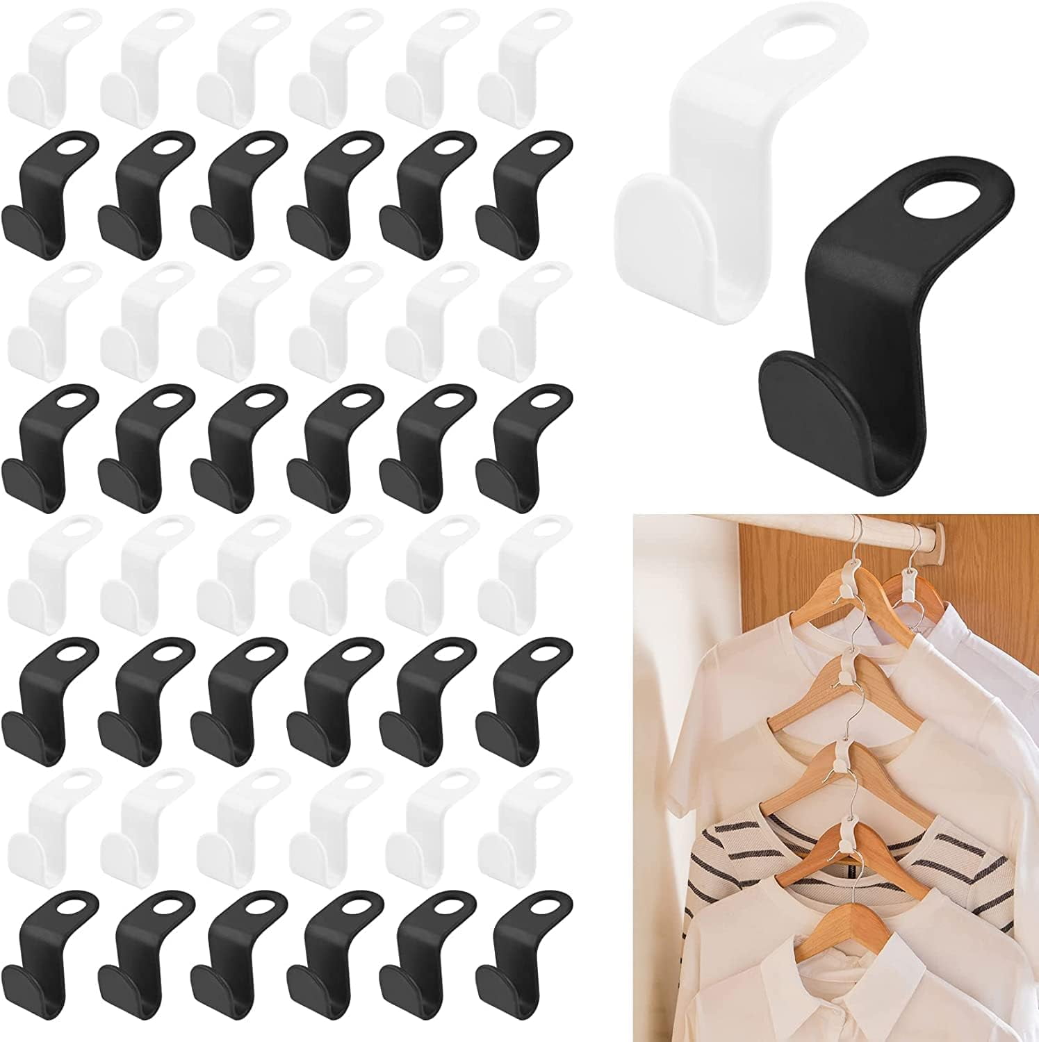 Clothes Hanger Hooks, 50 Pcs Space Saving Hangers Connector Hooks ...