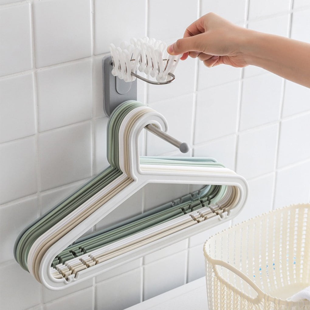 Clothes Hanger Wall Mounted Plastic Household Laundry Room Hanging Coat ...