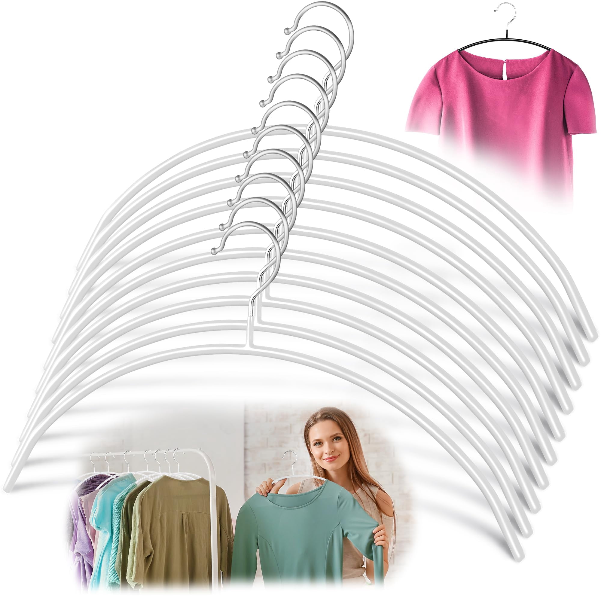 Clothes Hangers - 10 Pack, White - Solid Premium Steel Clothing Hangers ...