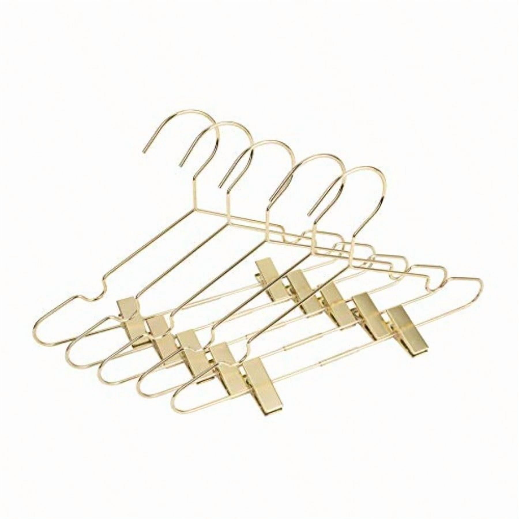 Clothes Hangers 12.6 Gold Metal Skirt Hanger with 2 Adjustable Clips ...