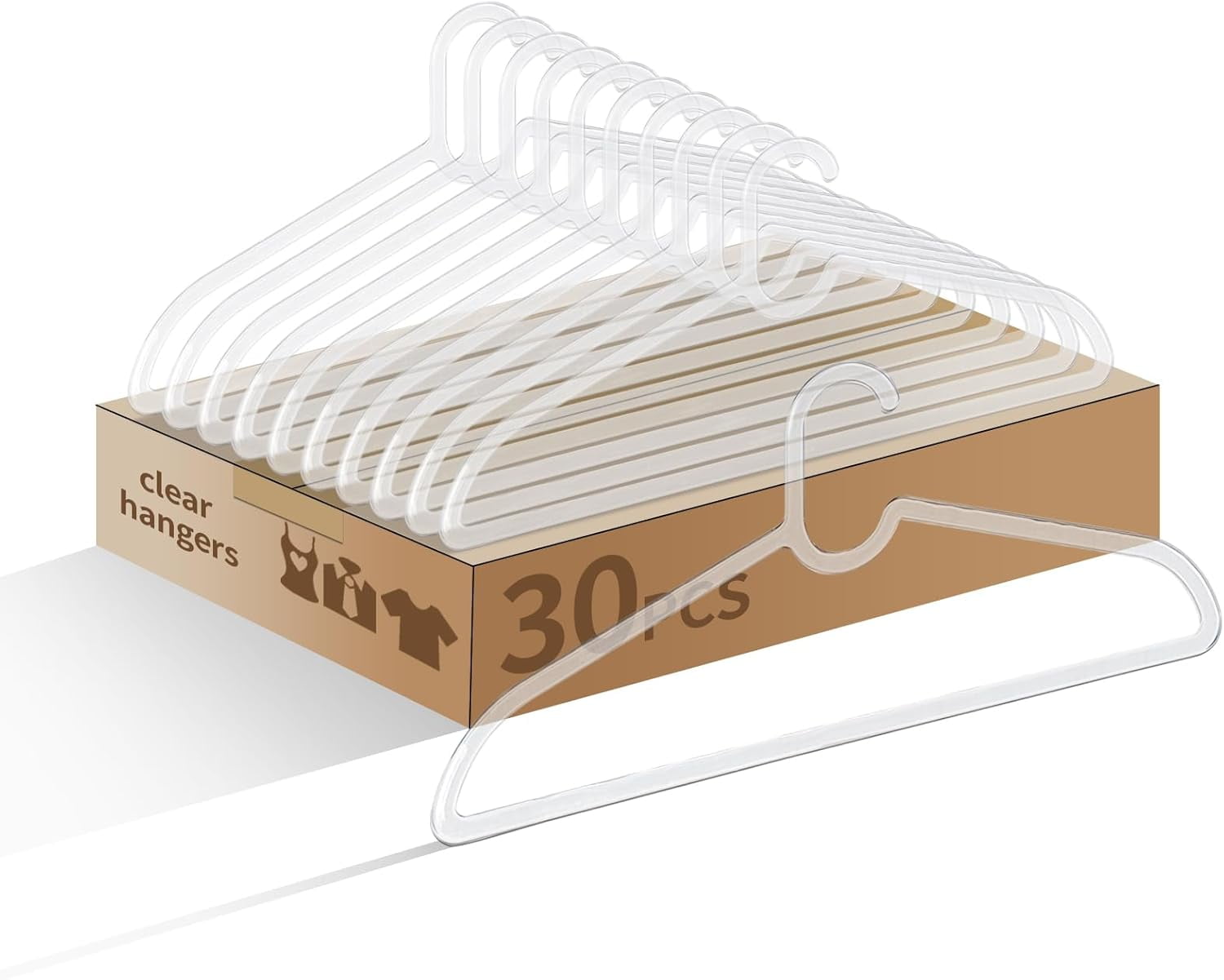 Clothes Hangers 30 Pack, 16" Heavy Duty Coat Hanger, Clear Acrylic ...