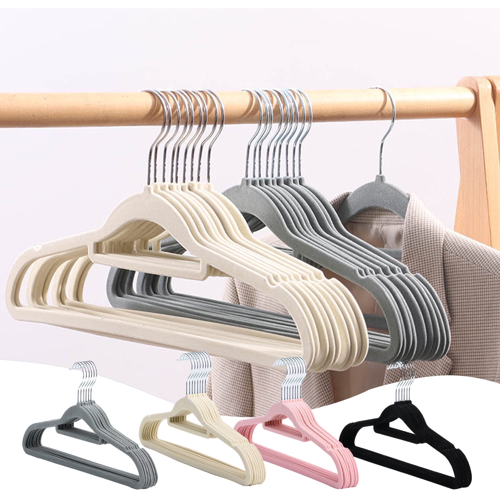Clothes Hangers Flocked Velvet Non-Slip Adult Hangers 10-Pack Space ...