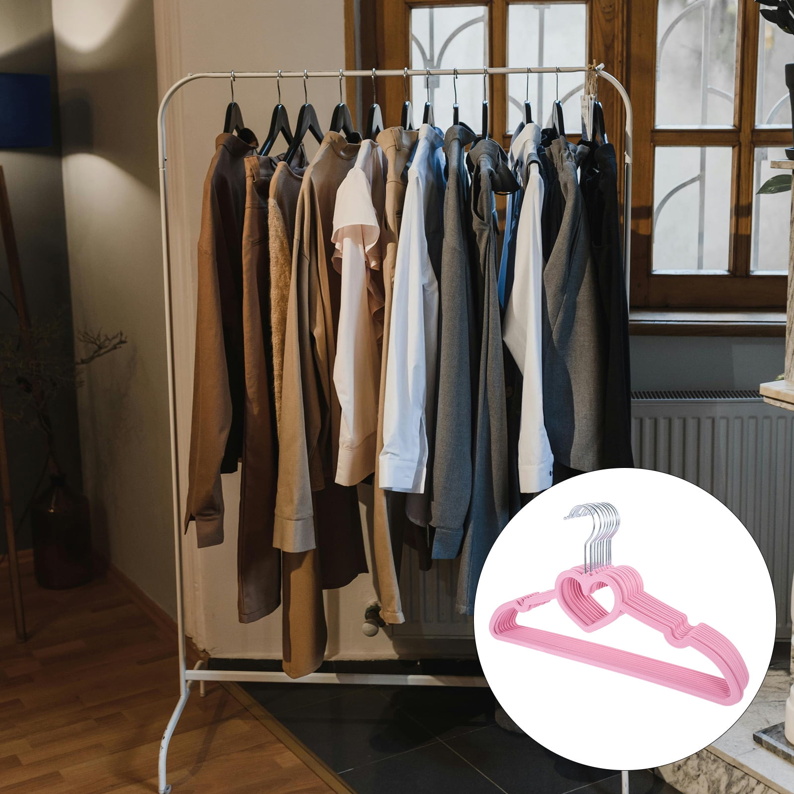 SEWCHICS Kawaii Pink Heart Clothes Hanger Practical and Portable 20Pcs ...