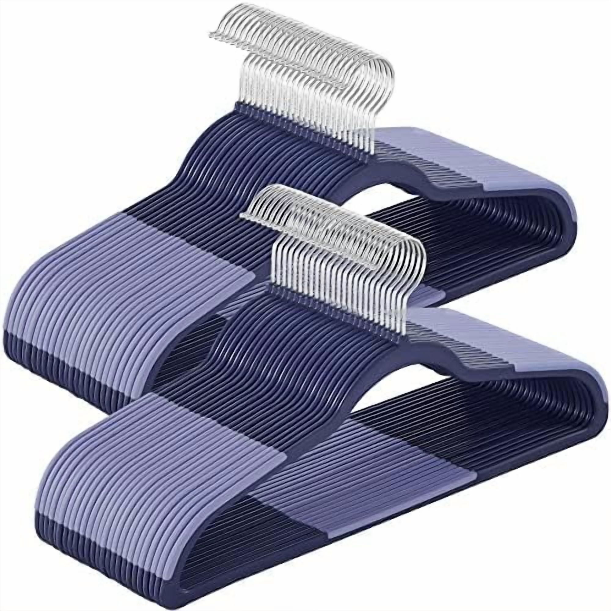 Clothes Hangers, Pack of 50 Plastic Coat Hangers, Space-Saving, Dark ...