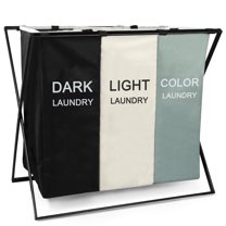 "3-Tier Rolling Laundry Hamper: 17""x13""x43"", Small Clothes Storage ...