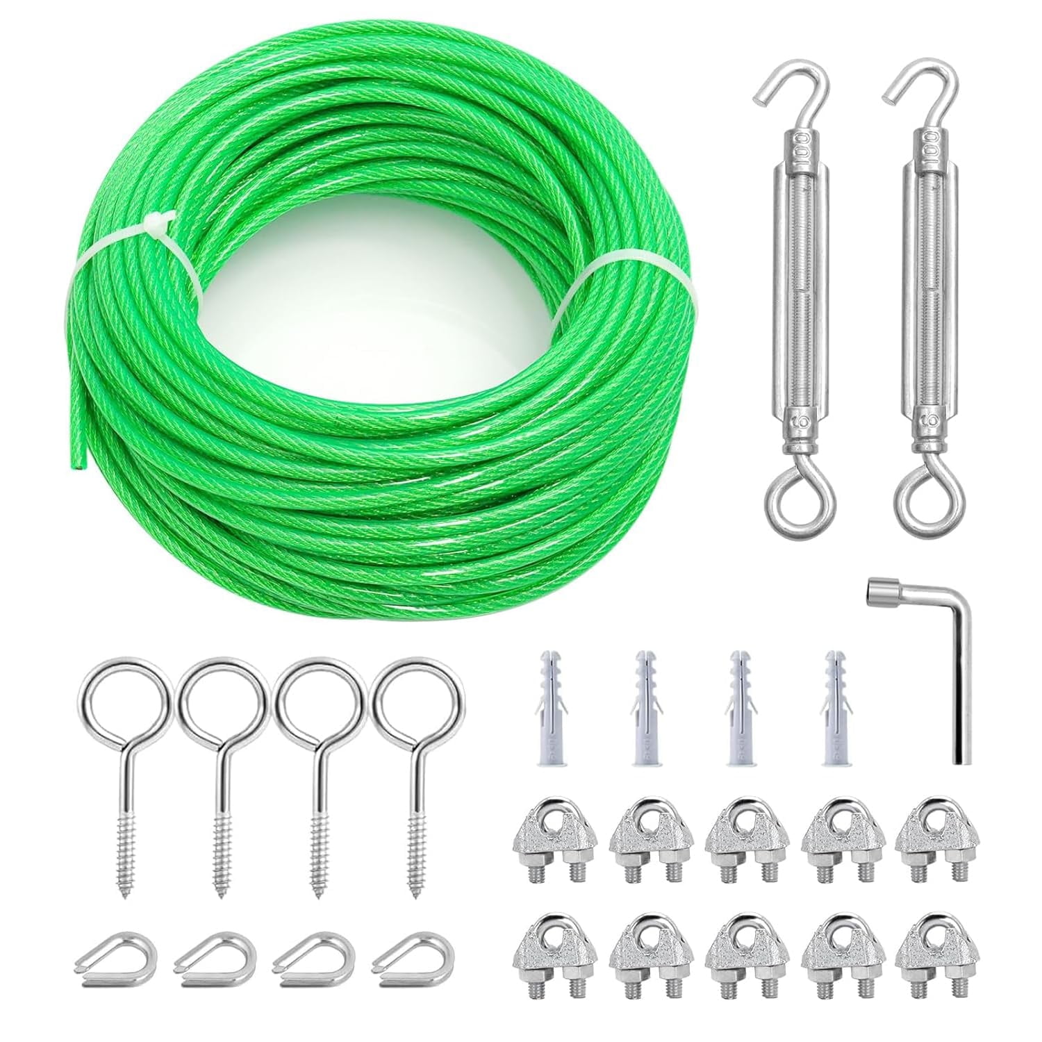 Clothes Line Outdoors, M6 Turnbuckles for Cables Wire 3/16" 50 Ft PVC ...