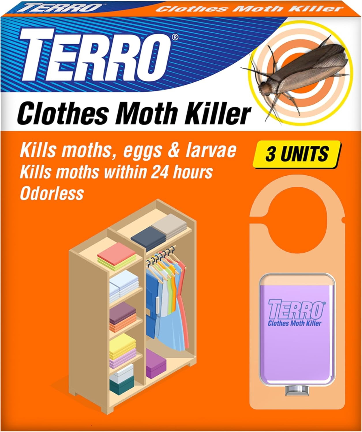 Clothes Moth Killer – T2903 3 Pack | Kills Adult Clothes Moths, Larvae ...