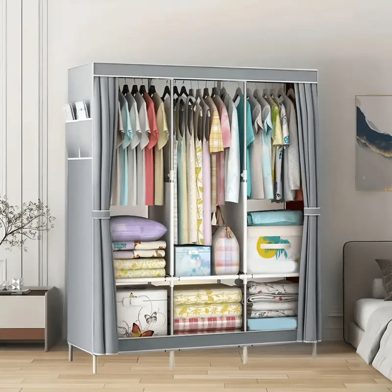 Clothes Organizer 3 Hanging Rod Shelf Closet Organizer with Shelf ...