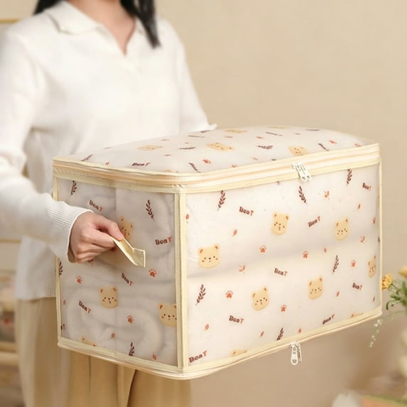 Clothes Organizer Foldable Clear Storage Bin With Carry Handle Zipper ...