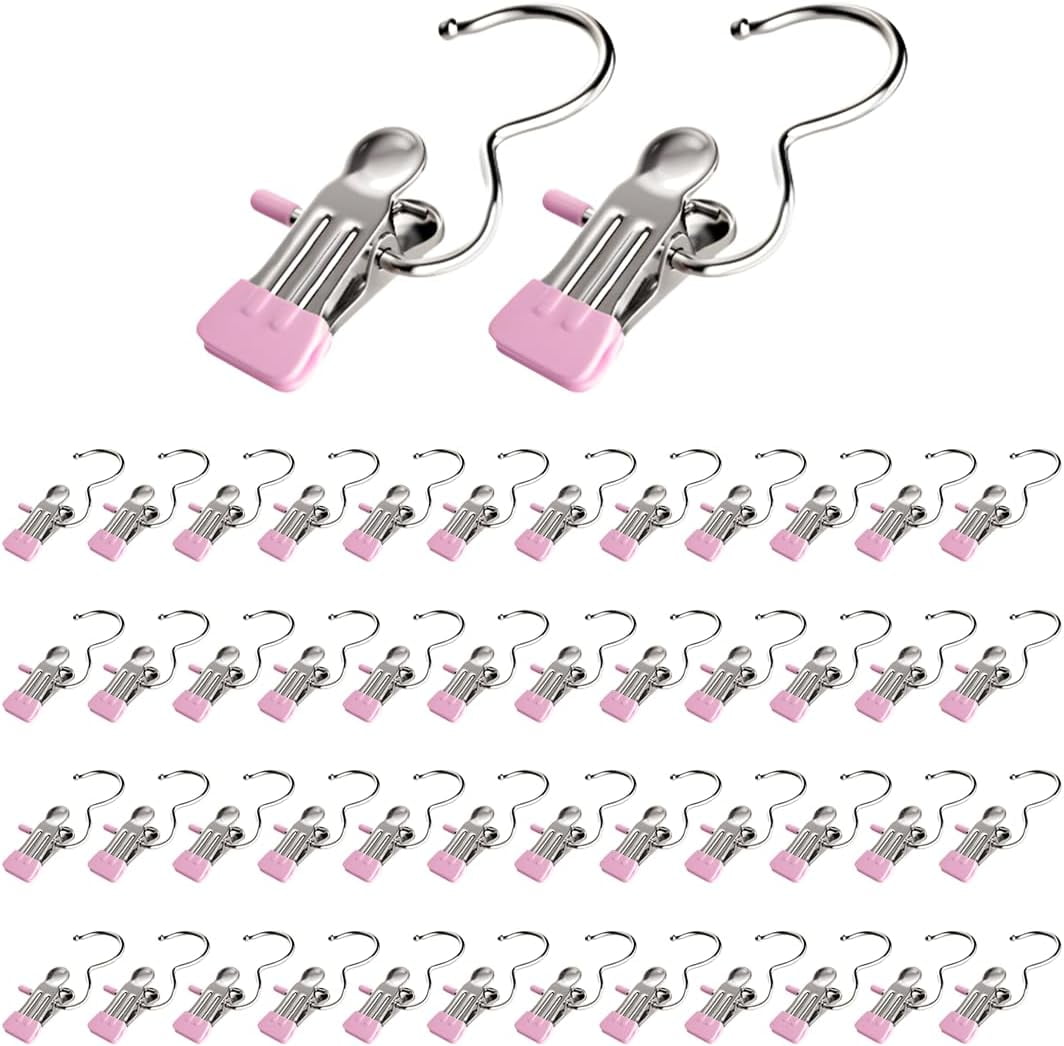 Clothes Pins, 50 Pack Hanger Hooks, Stainless Steel Laundry Clips ...