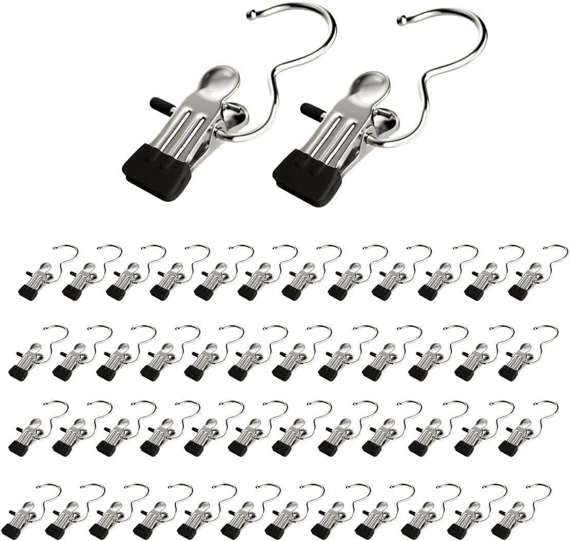 Clothes Pins, 50 Pack Hanger Hooks, Stainless Steel Laundry Clips ...
